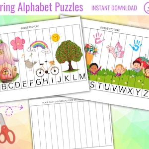 Spring Alphabet Puzzles Cut and Glue Activity - Etsy