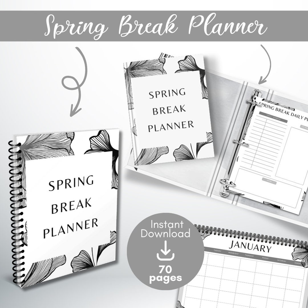 Spring Break Planner - Black/white - Etsy