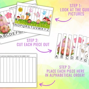 Spring Alphabet Puzzles Cut and Glue Activity - Etsy