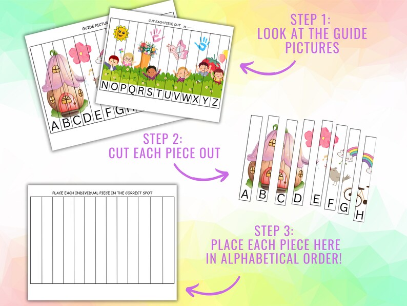 Spring Alphabet Puzzles Cut and Glue Activity - Etsy