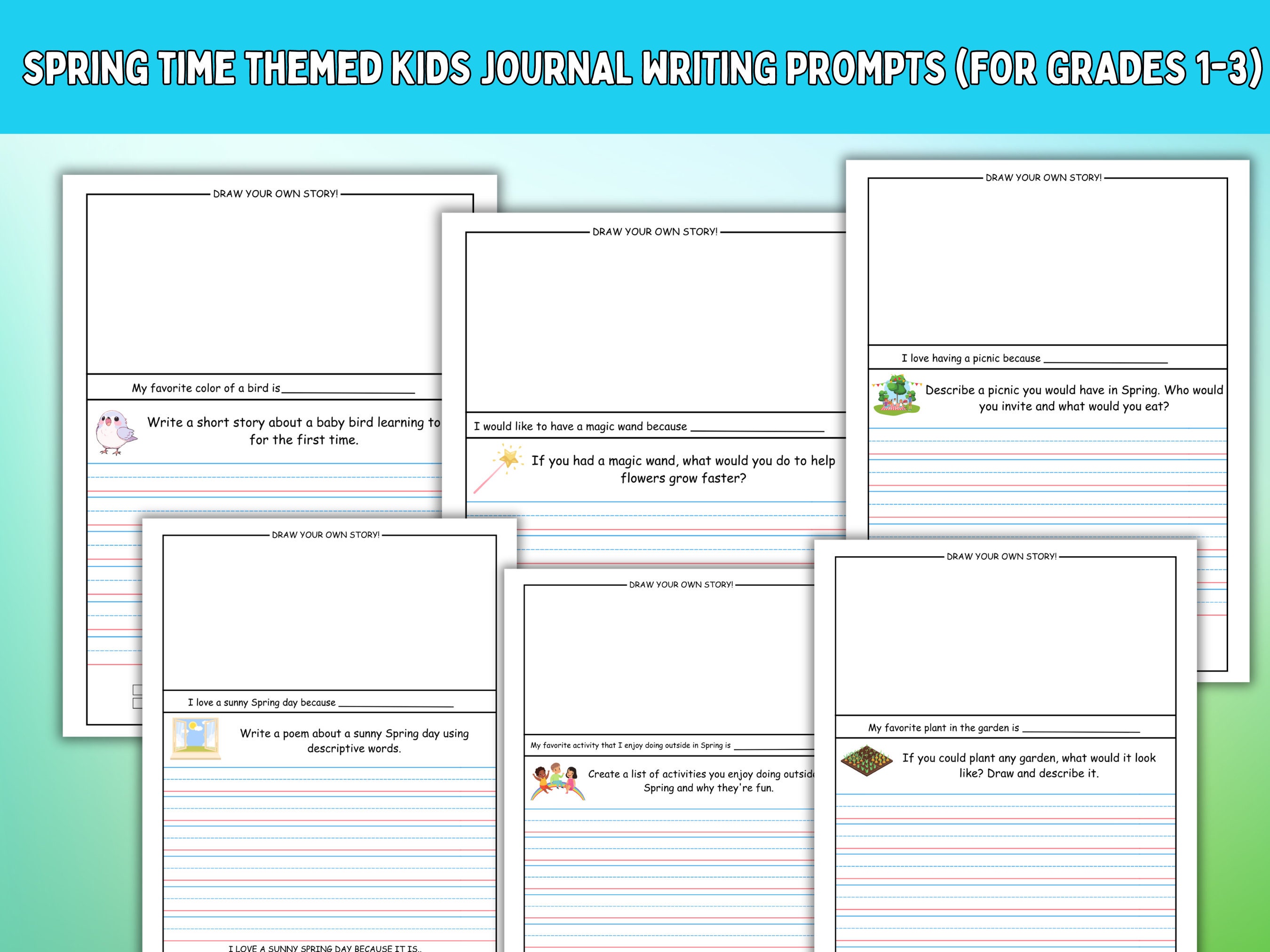 Kids Journal Writing Prompts (for Grades 1-3) - Etsy