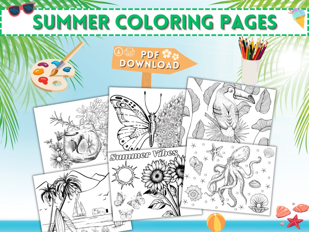 Adult Summer Coloring Pages - Etsy