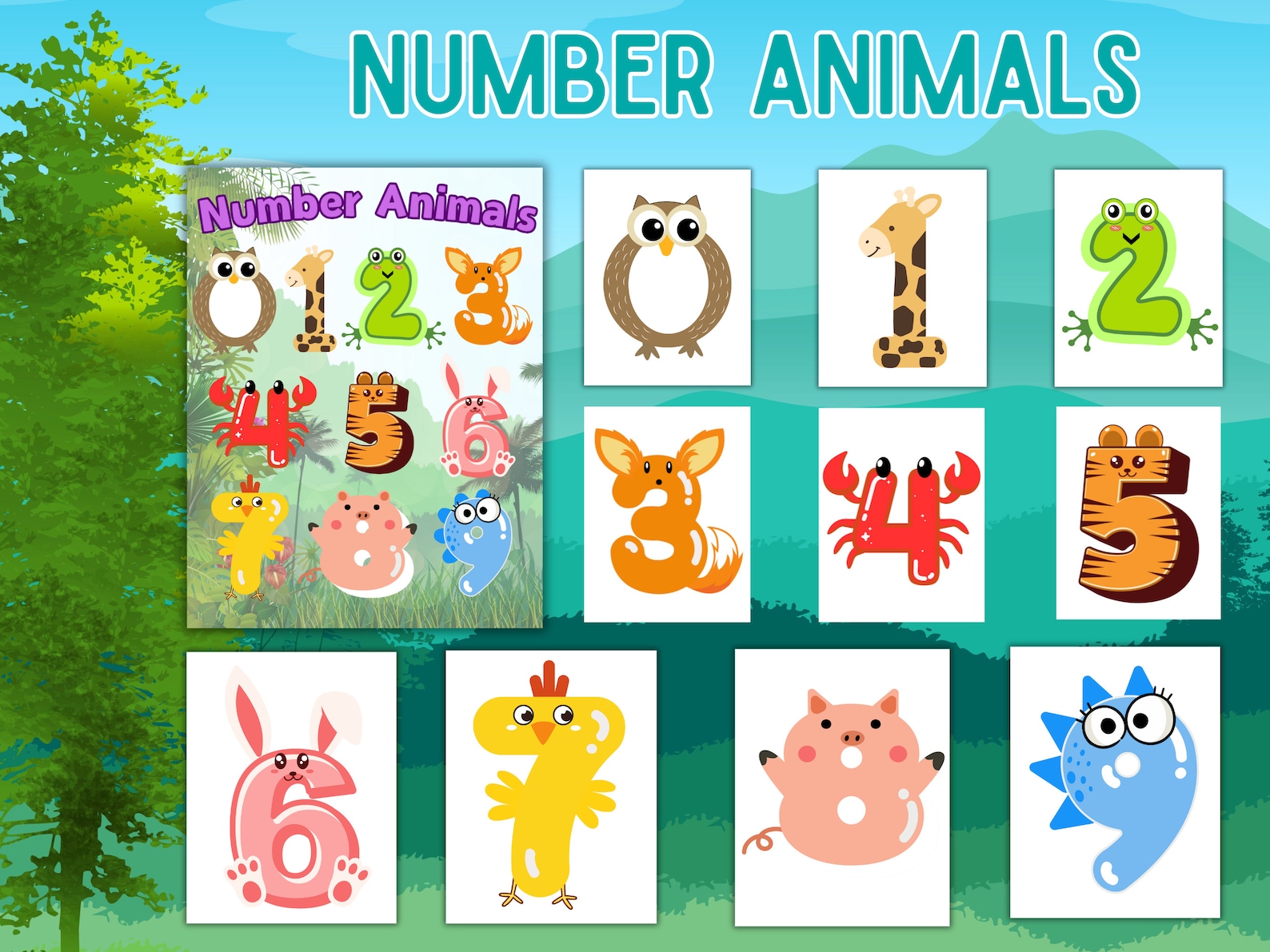 Number Animals Craft - Etsy