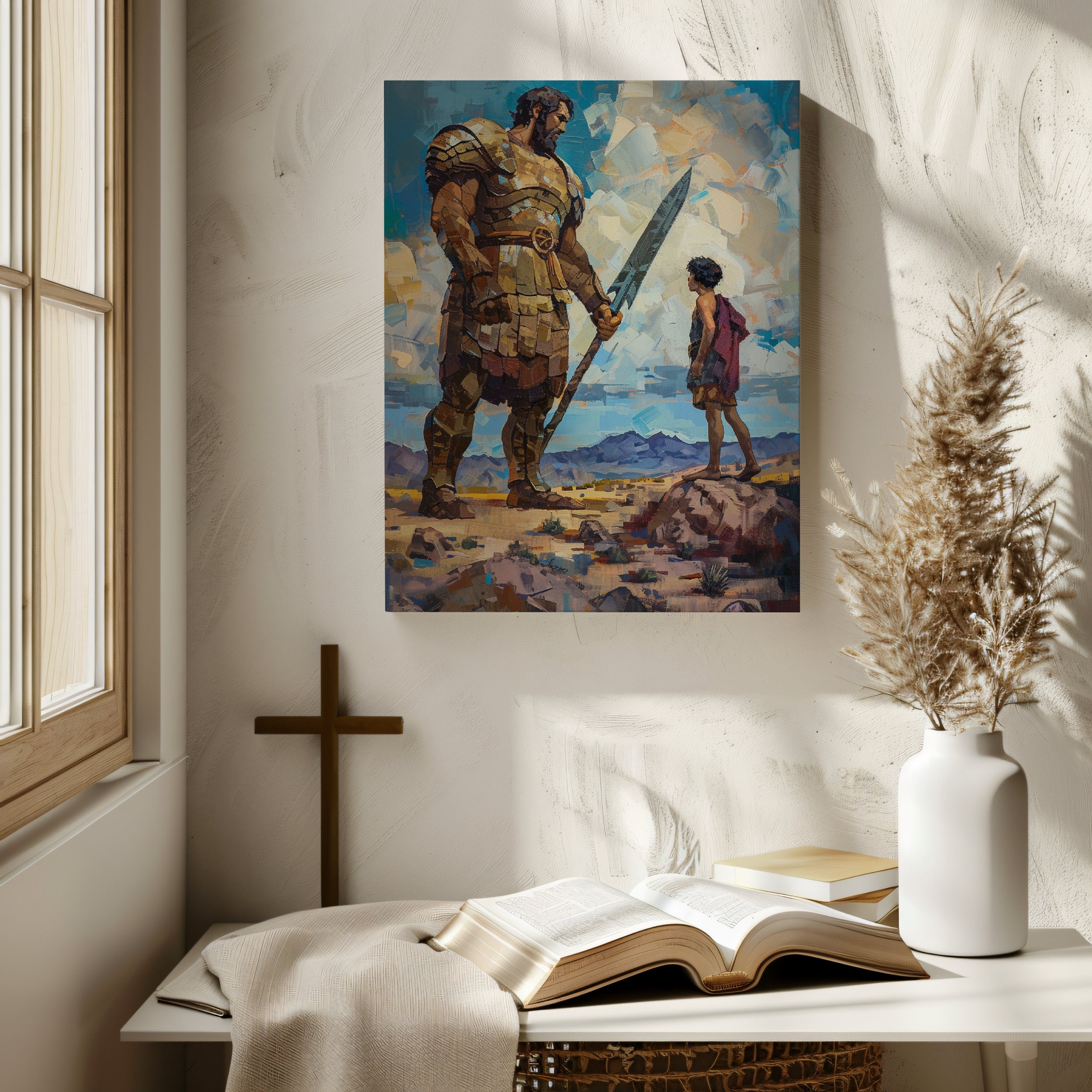 David and Goliath Wall Art Daily Bible Verses King David Custom Canvas ...