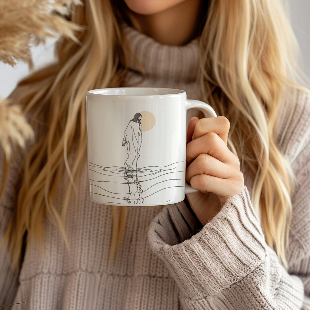 Jesus Drawing Christian Mug Christening Present Daily Bible Verse Jesus ...