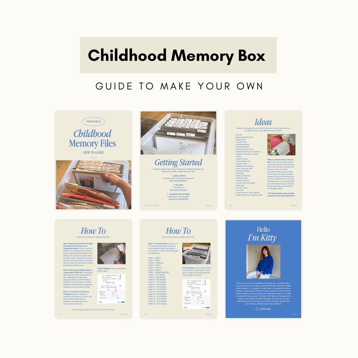 Childhood Memory Box, Baby to School Years File Labels to Make a ...
