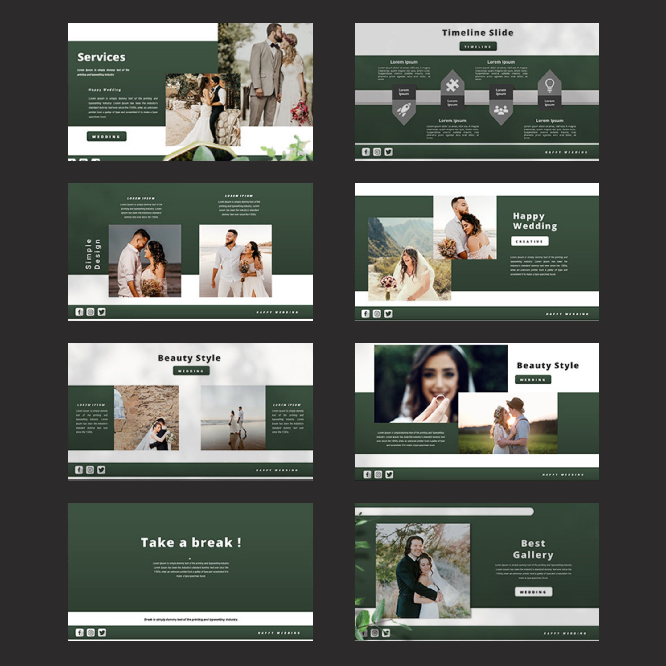 Green Wedding Powerpoint Template | Getting Married Slide Deck | Webinar Presentation | Modern ...