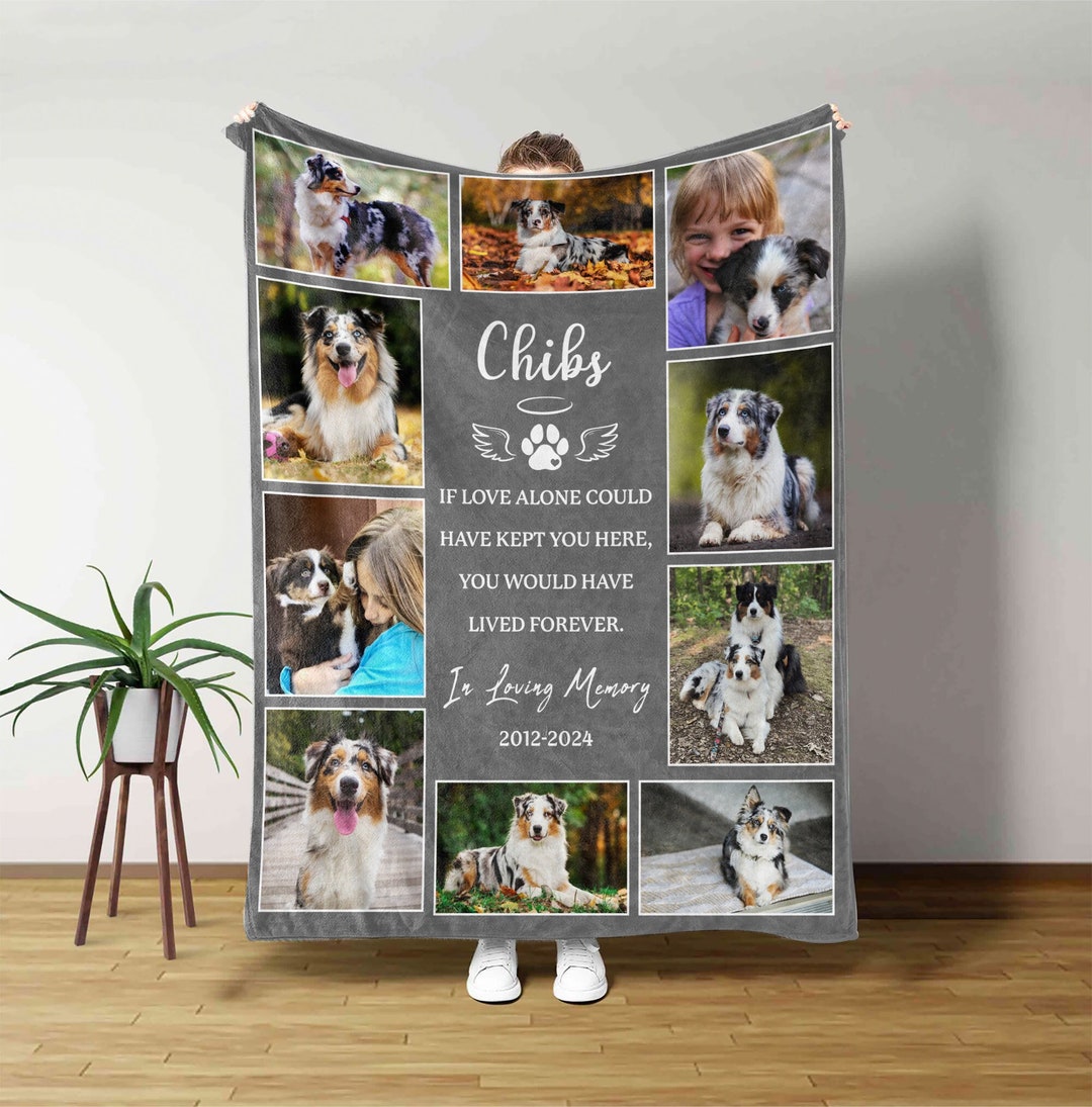 Personalized Dog Memorial Gift, Custom Dog Photo Blanket, Dog Memorial ...