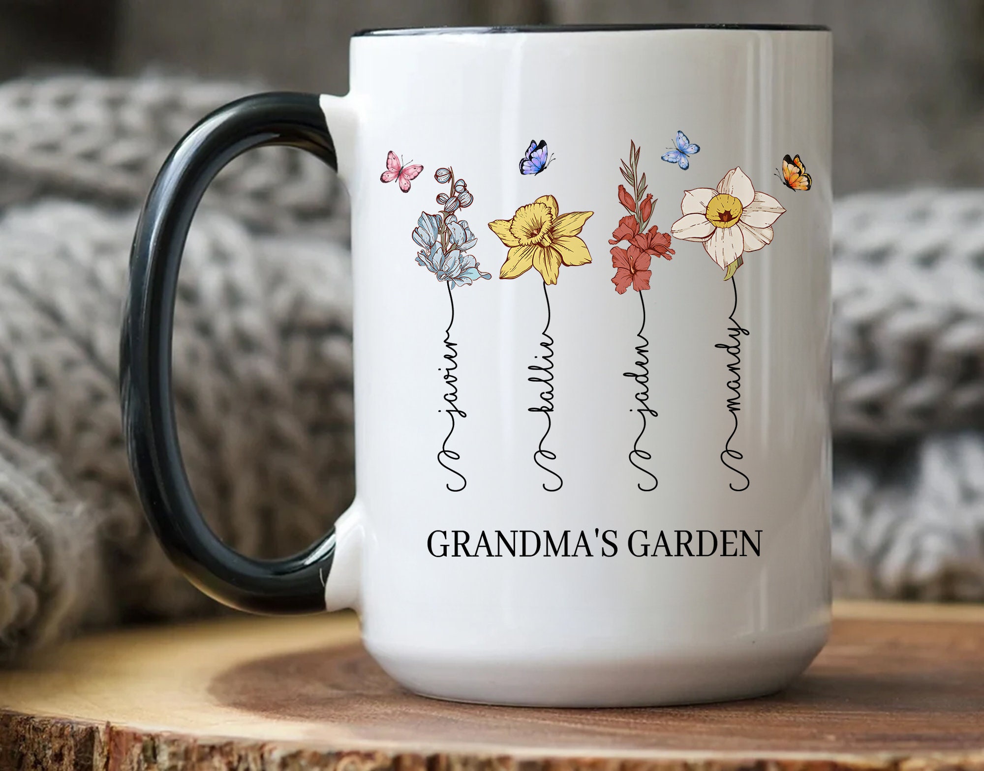 Personalized Birth Flower Mug Mom T Custom Grandmas Garden Mug