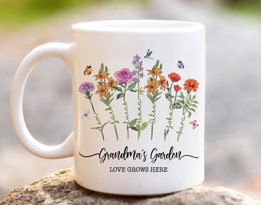 Personalized Grandmas Garden Mug Grandmas Garden Birth Flower Mug