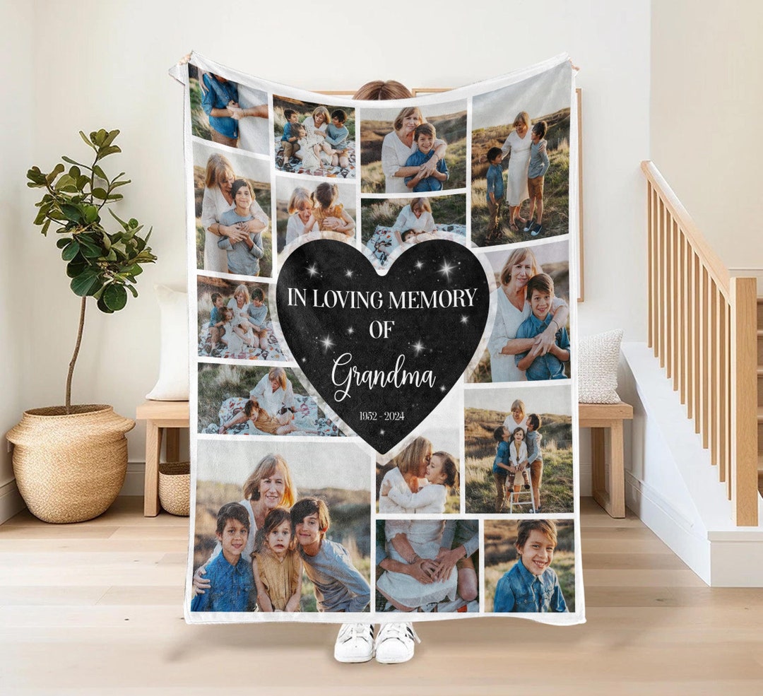 Personalized Memorial Blanket, Custom Photo Collage Blanket, A Hug From ...