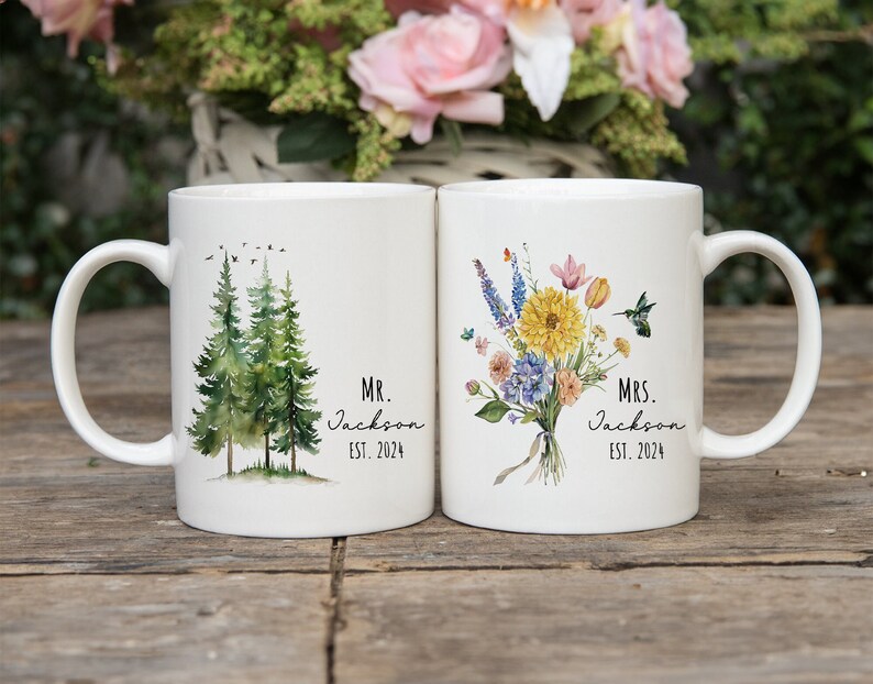 Personalized Mr and Mrs Coffee Mugs, Custom Mr and Mrs Gift, New Bride ...