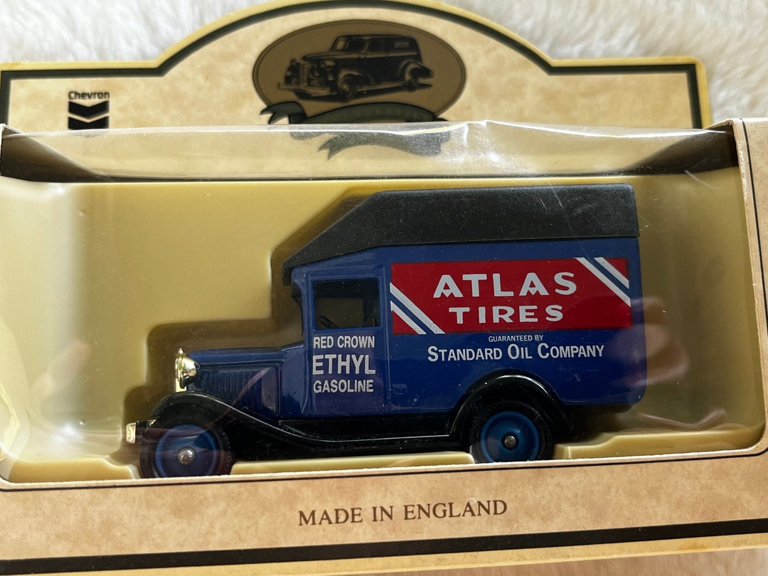 Vintage Blue Atlas Tires Truck: Chevron Standard Oil Co. Tin, Made in ...