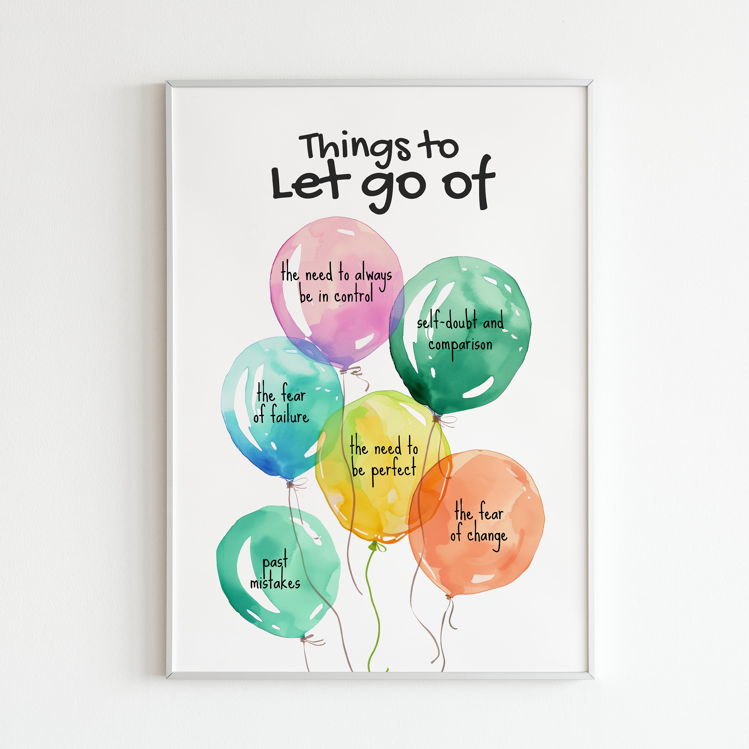 Things to Let Go Of, Coping Skills Poster, Therapy Office Art, Things I ...