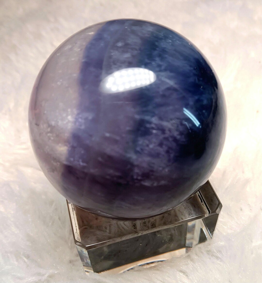Blue Fluorite Sphere: 1.9" Rare Gemstone, Rainbow Inclusions - Etsy