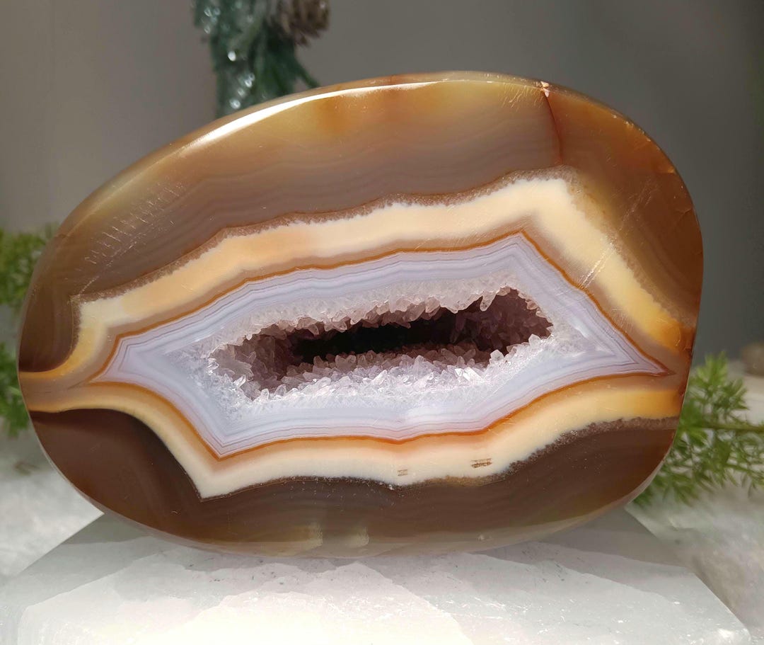 Golden Orange Red Carnelian Geode: With Sparkly Points Lavender Cave ...
