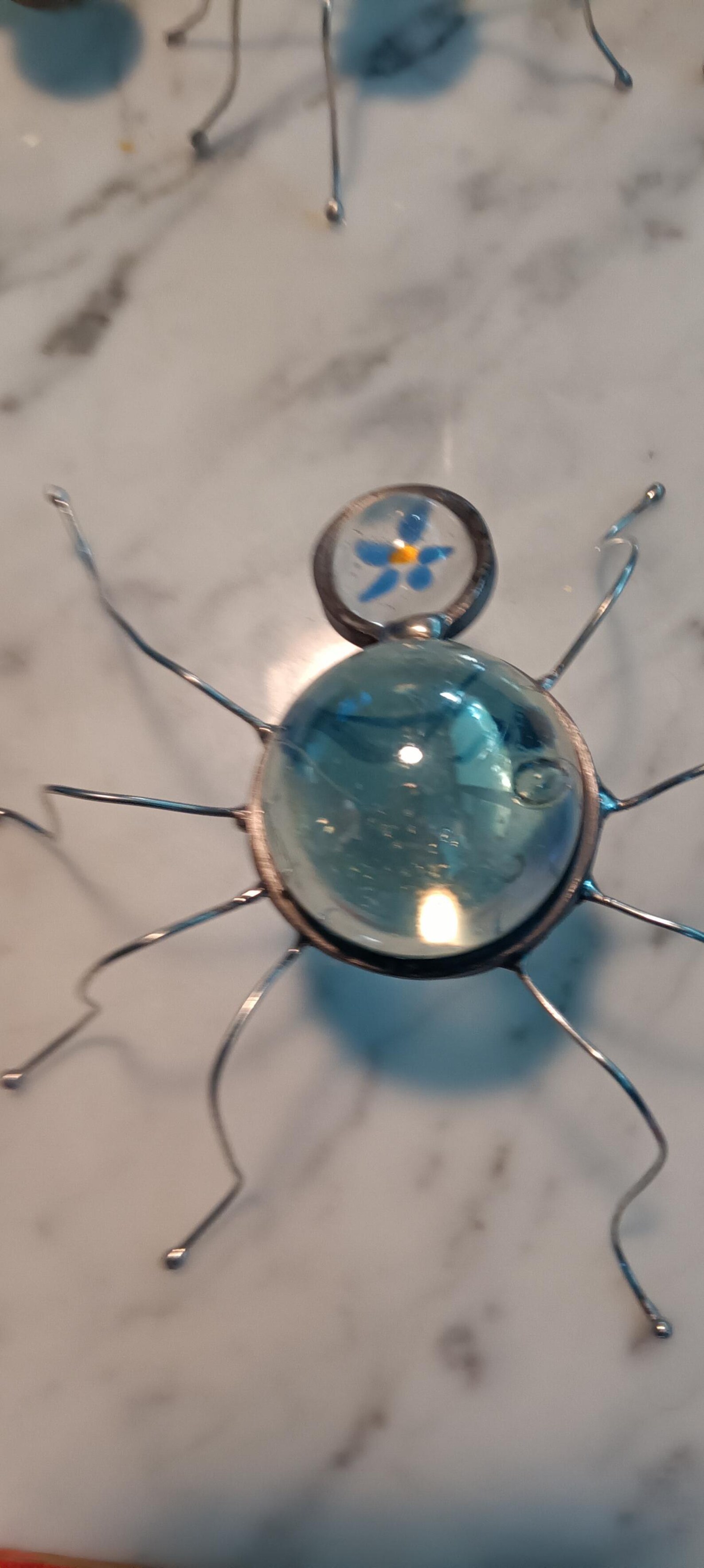 Jawbreaker Marble Spider Floral Marble Shooter Head Swirl Clear Blue ...