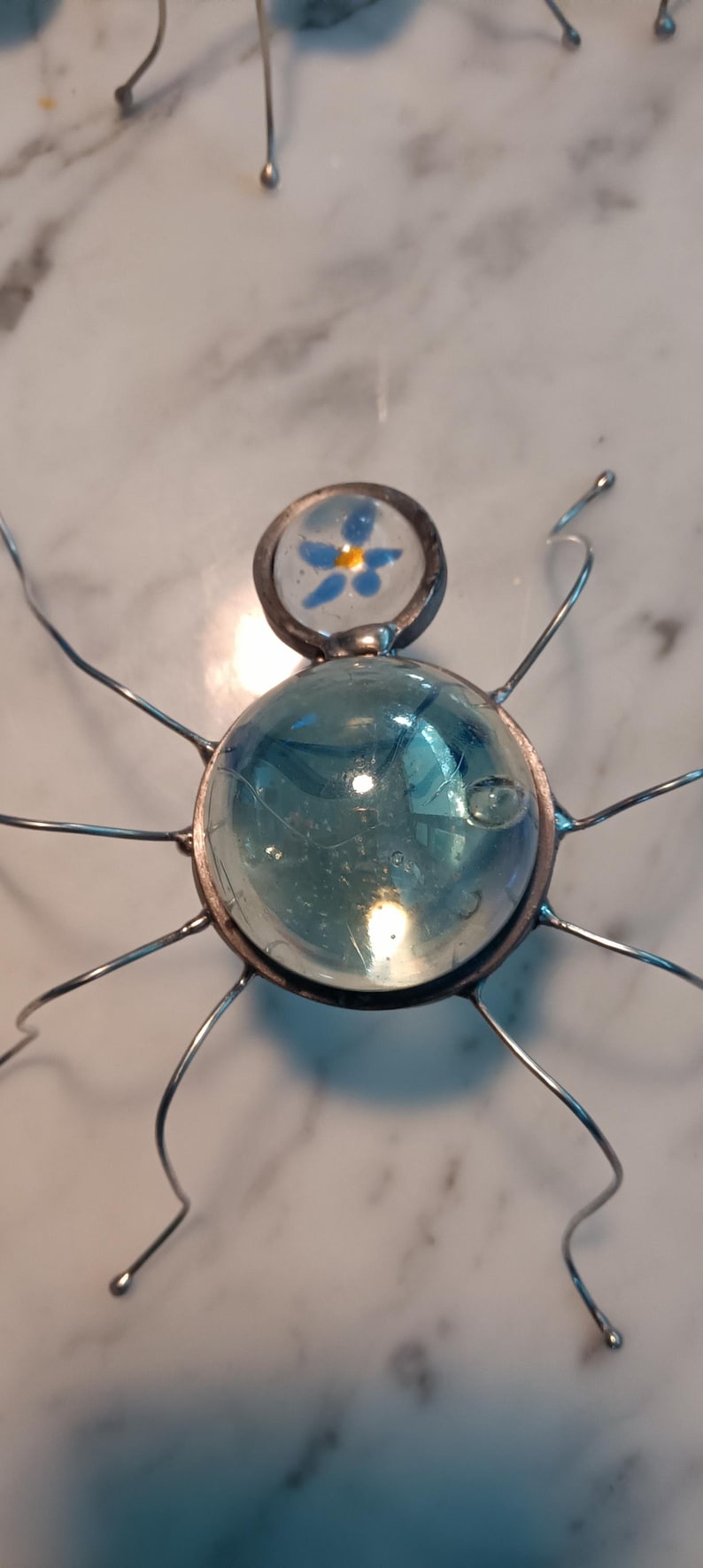 Jawbreaker Marble Spider Floral Marble Shooter Head Swirl Clear Blue ...