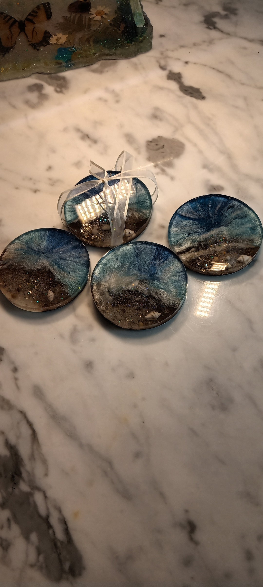 Beach Resin Shell Scene Coasters - Etsy
