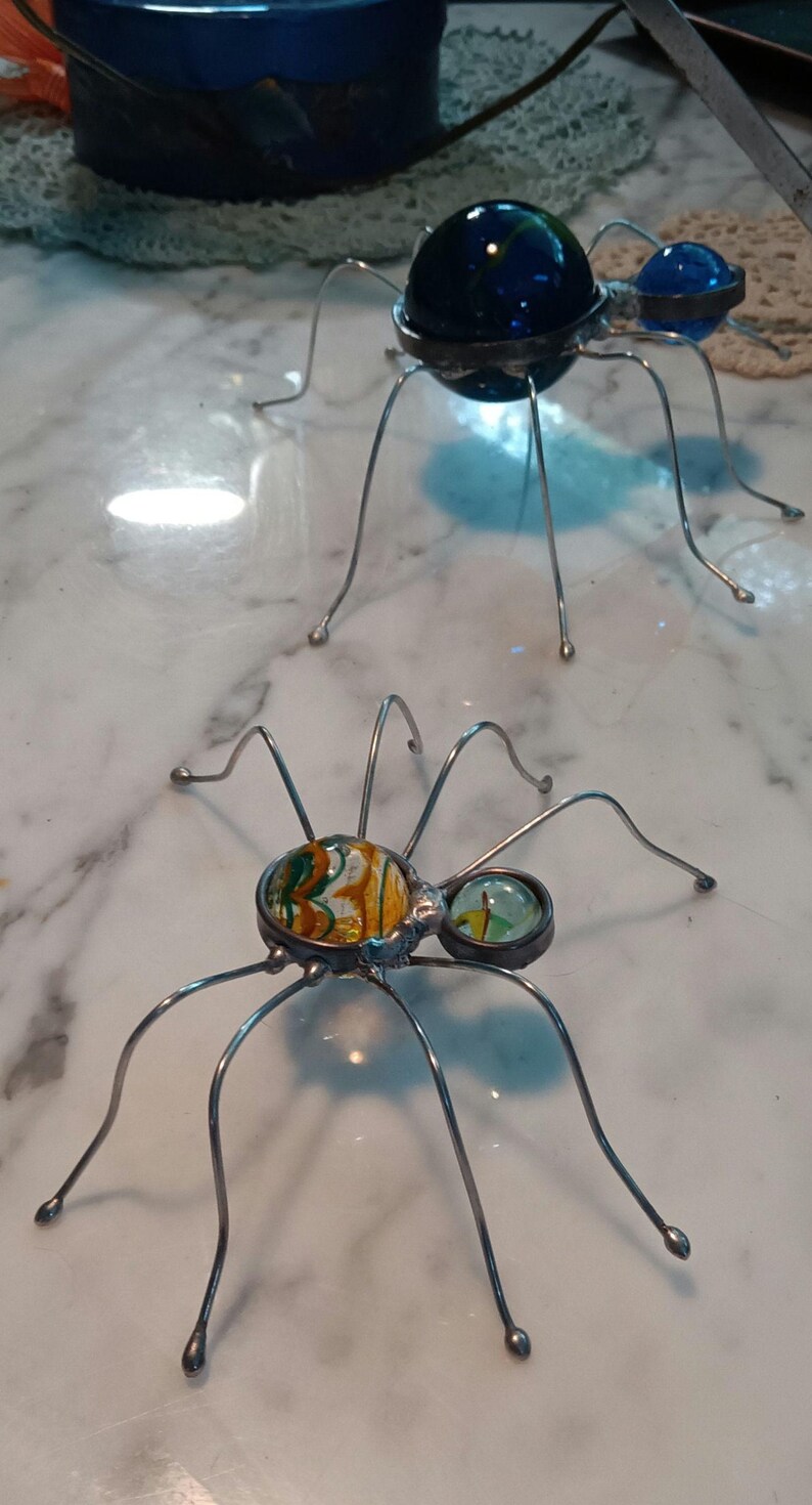 Small Marble Spider Orange Green and Yellow Shooter Marble and Small ...