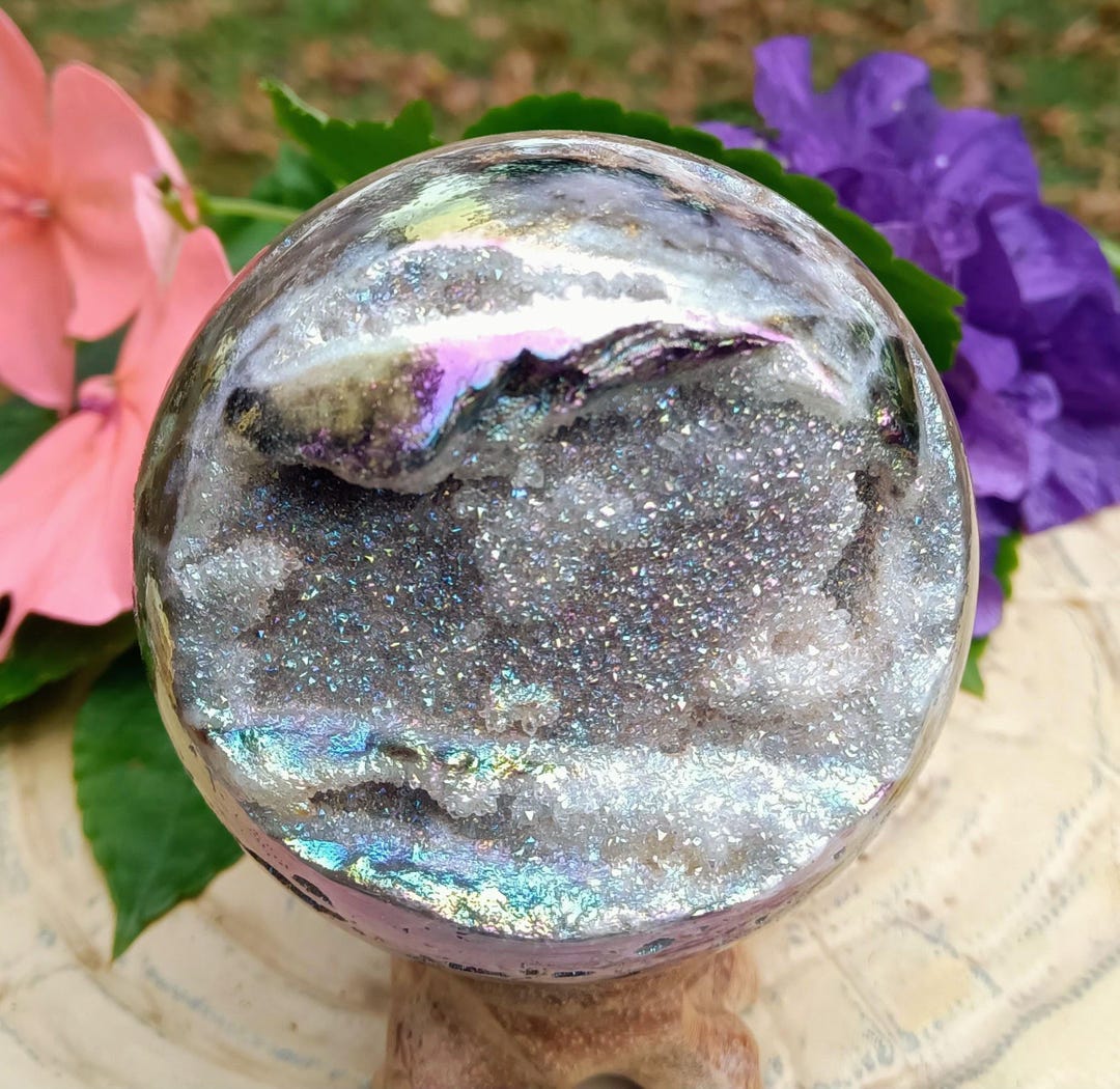 Sphalerite Druzy Super Sparkly Sphere With Aura 2.1" - Etsy