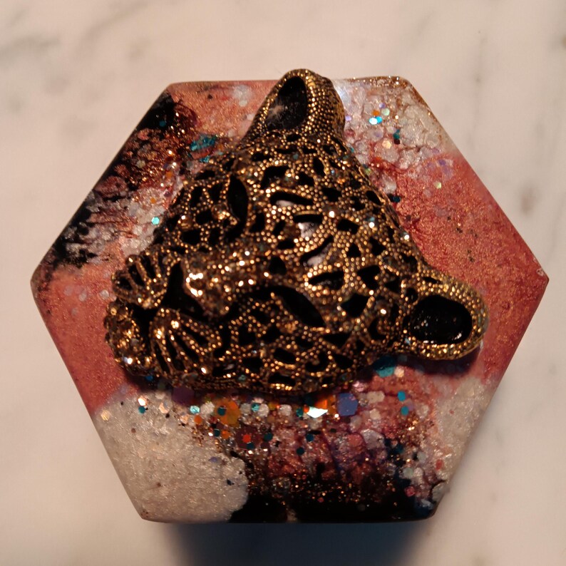 Octagon Sparkle Resin Box With Crystal Gold Leopard - Etsy