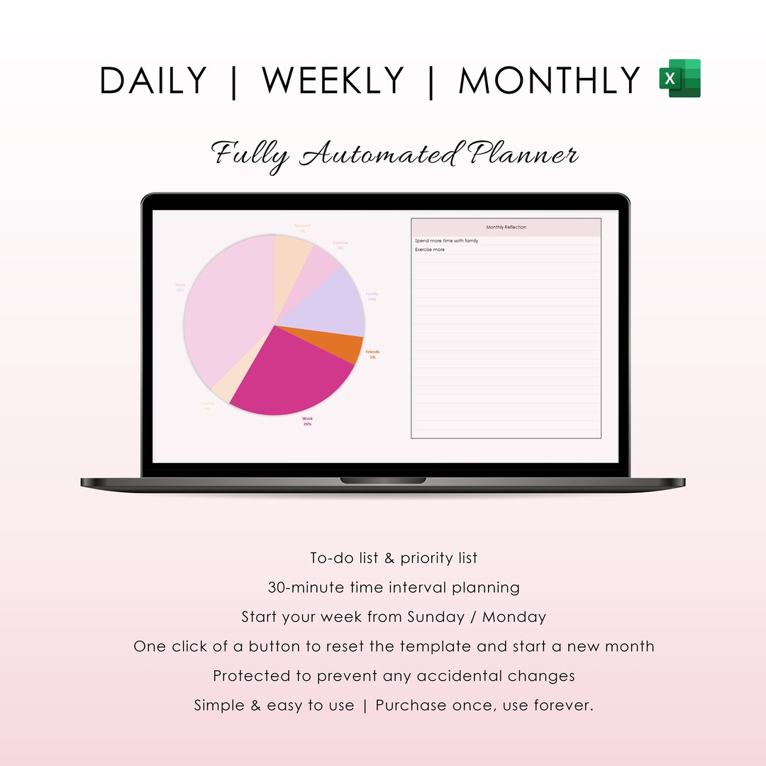 Monthly Spreadsheet Template Daily Weekly Hourly Organizer to Do List ...