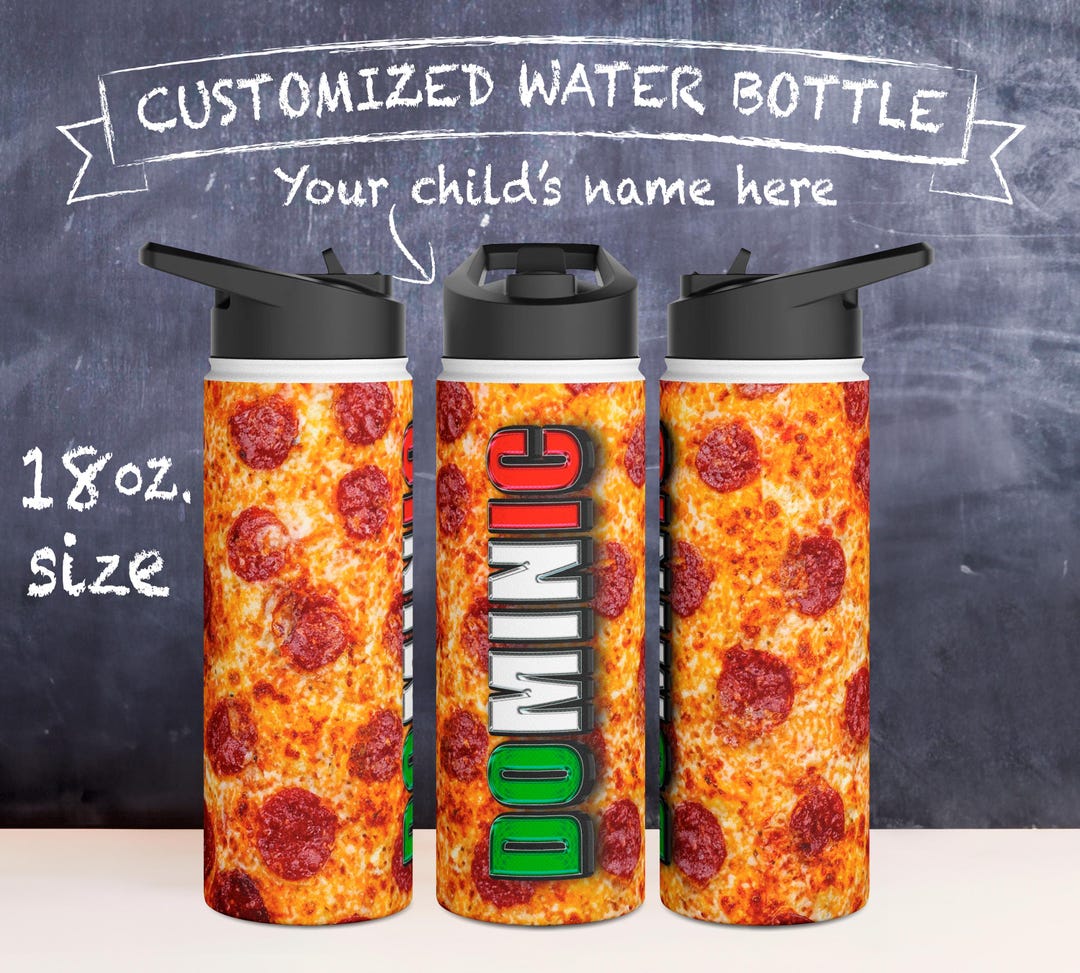 Kids Customized Stainless Steel Water Bottle, Pepperoni Pizza, 18 & 32 ...