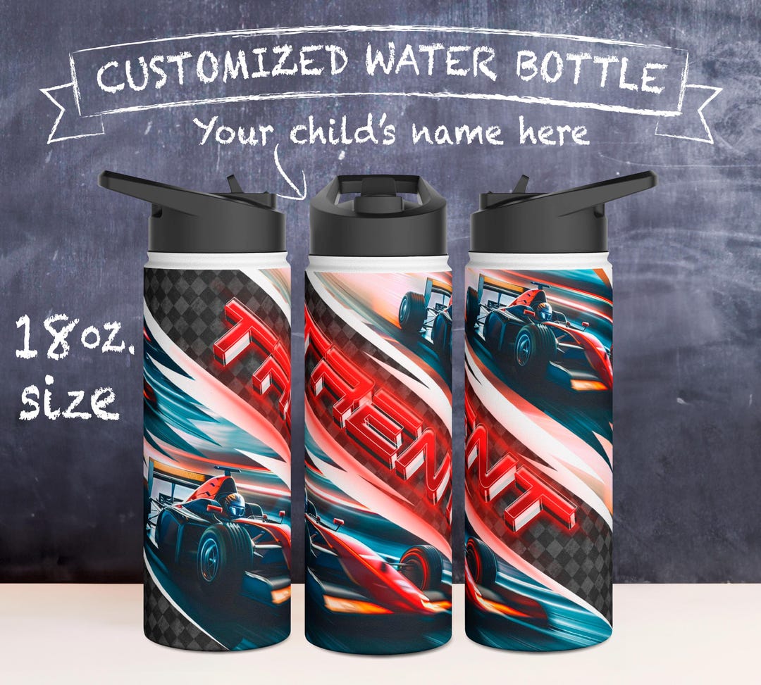 Customized Race Car Water Bottle - Etsy