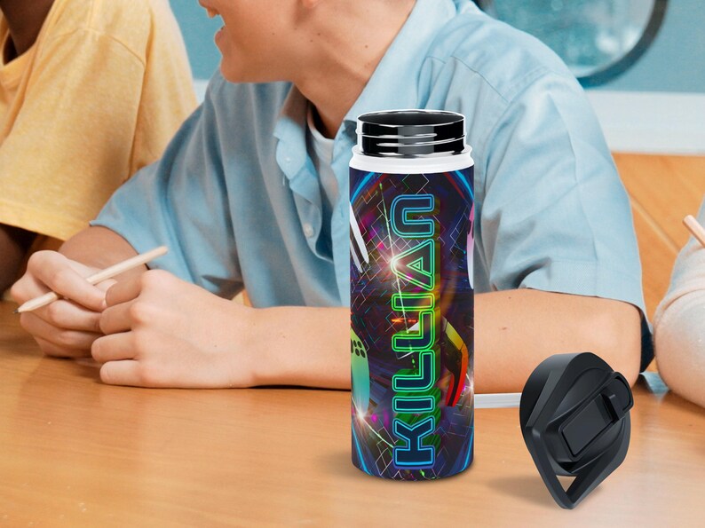 Gamer Kids Water Bottle – Personalized Name Stainless Steel Drink ...