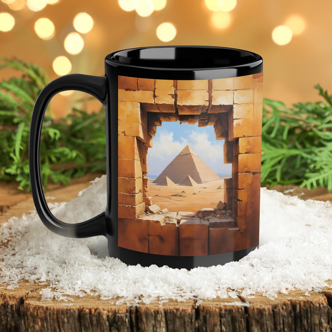 Egyptian Pyramids on Black Ceramic Mug, Ancient Egypt Gift Cup - Etsy