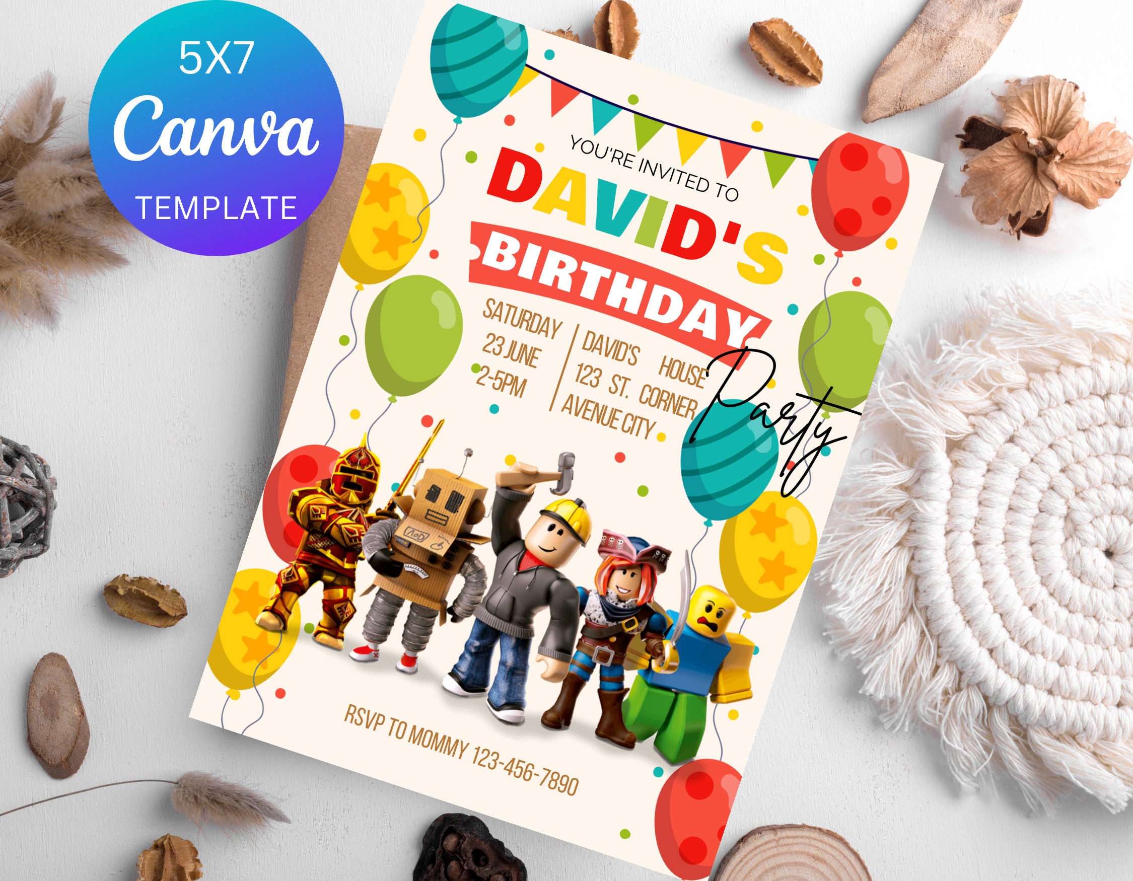Invitación de Roblox, Invitación de cumpleaños de Roblox, Invitación ...