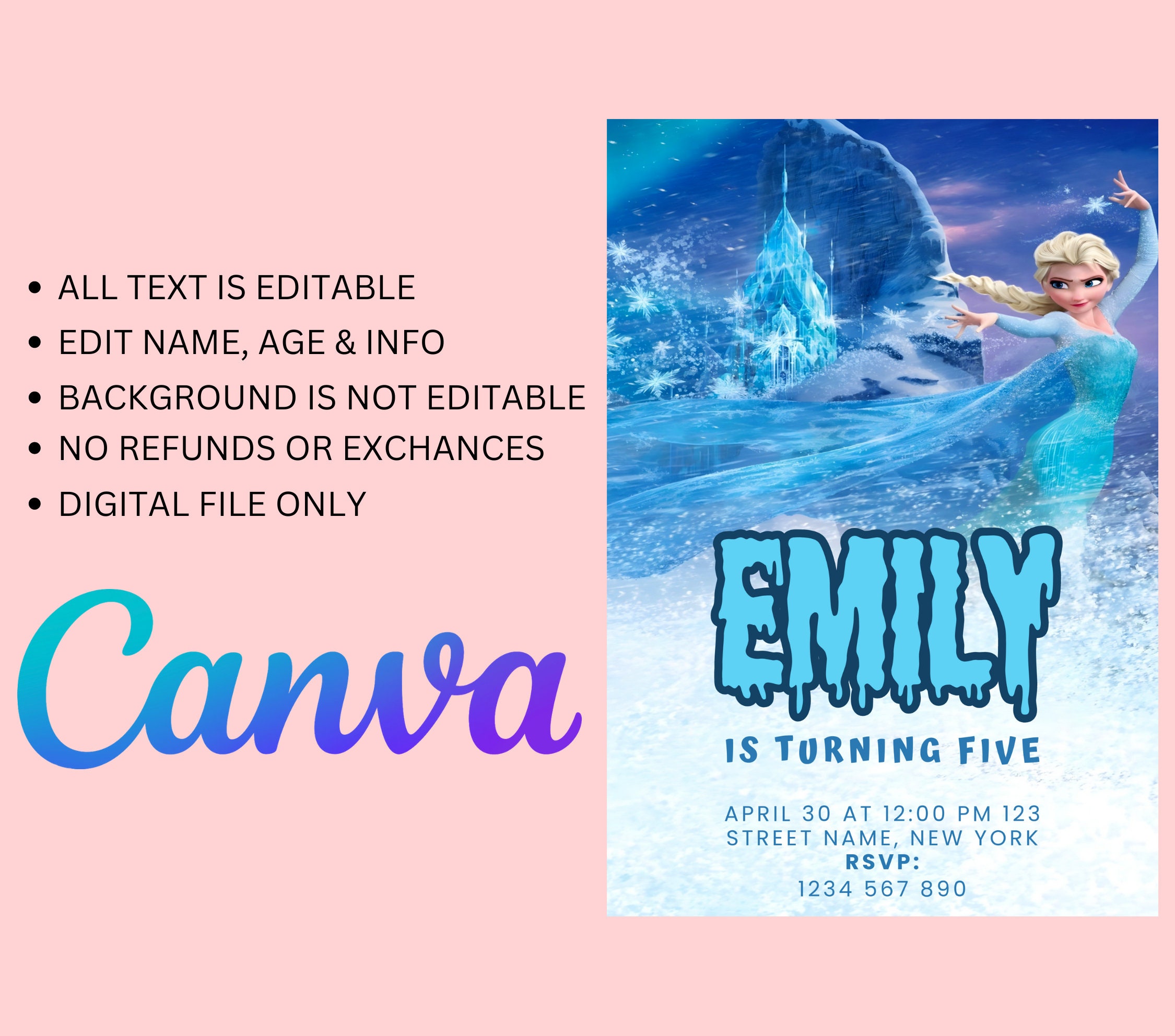 Editable Frozen Birthday Invitation Template Printable Birthday Party