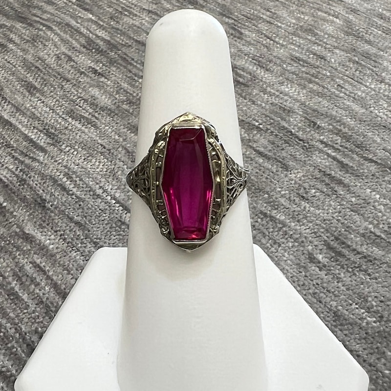 Ruby Filigree Ring - Etsy
