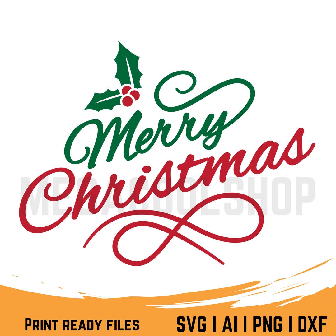 Merry Christmas Text SVG, Holiday Quote Svg, Christmas Words for Cricut ...