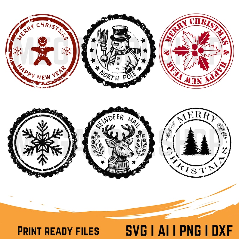 Santa Stamp SVG Bundle, North Pole Svg Bundle, Christmas Stamp Svg ...
