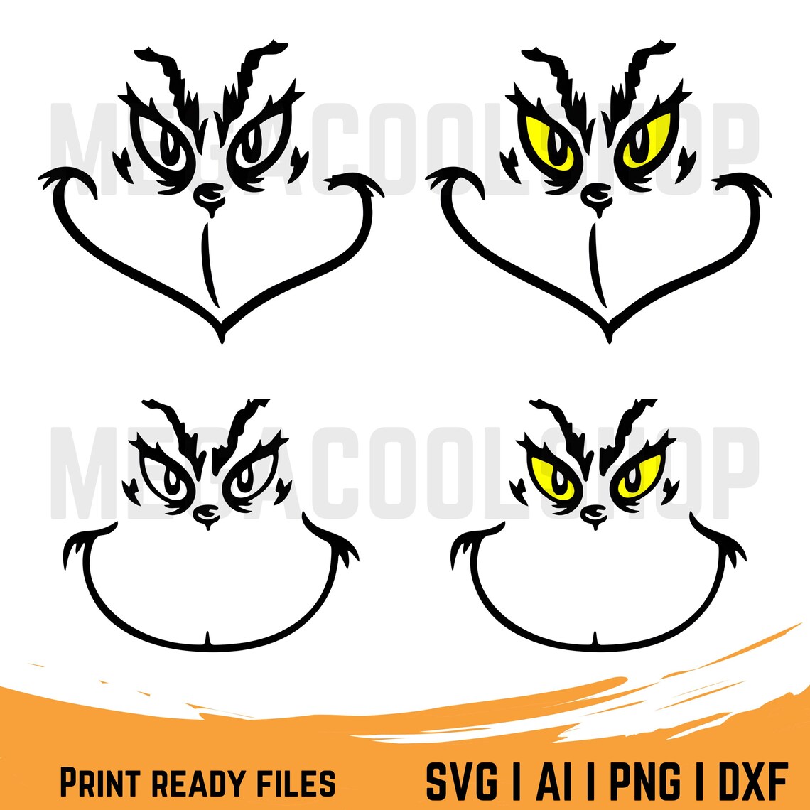 Funny Grinch Face Svg Png Dxf Pdf - Christmas Clip Art for Cricut ...