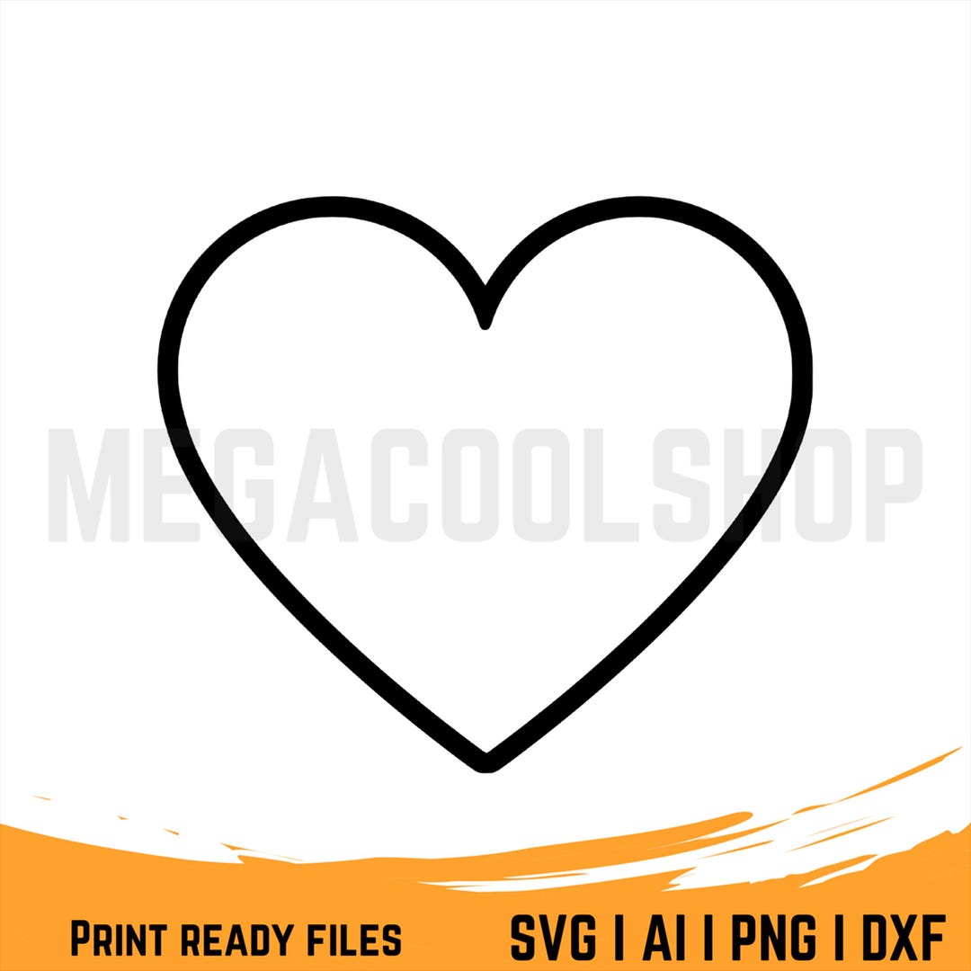 Heart Outline Svg, Png, Ai, Pdf, Dxf Files | Vector Heart Shape | Love ...