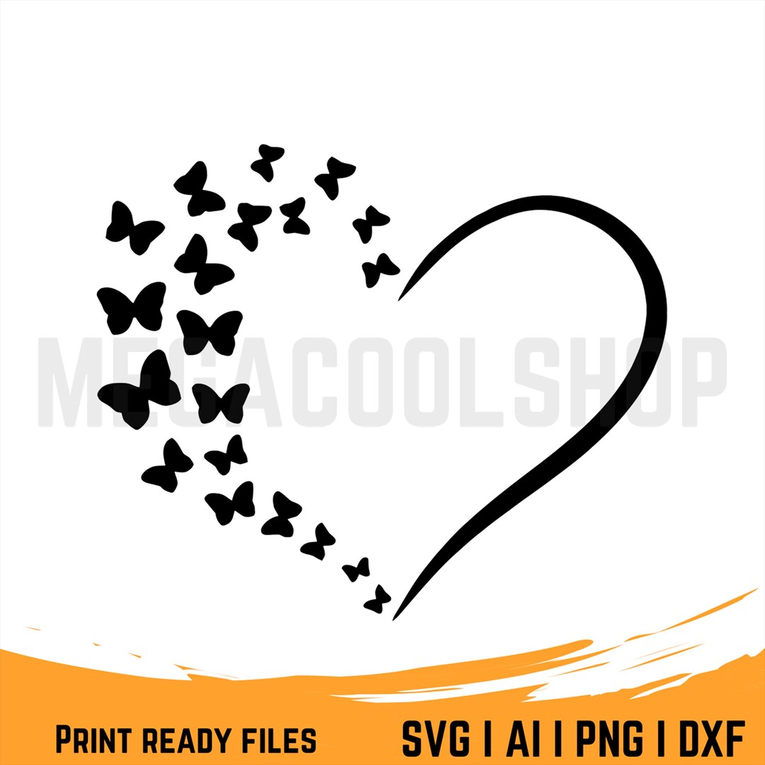 Heart With Butterfly SVG and PNG, Ai, Pdf Files | Valentines Clip Art ...