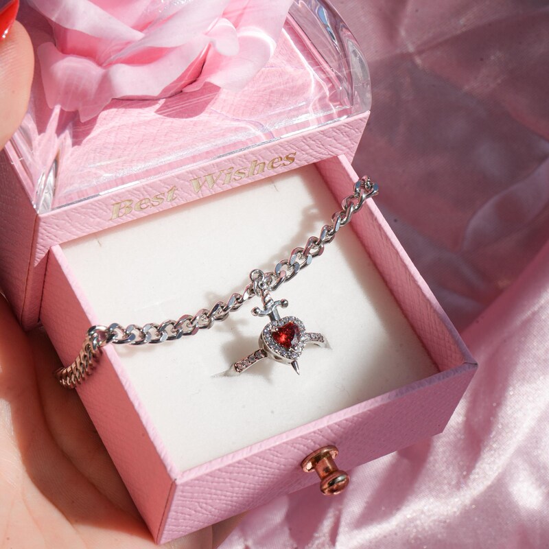 Couple Heart and Sword Necklace - Etsy