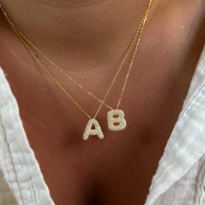 Pave Diamond Bubble Letter Necklace, Bubble Letter Pendant ...
