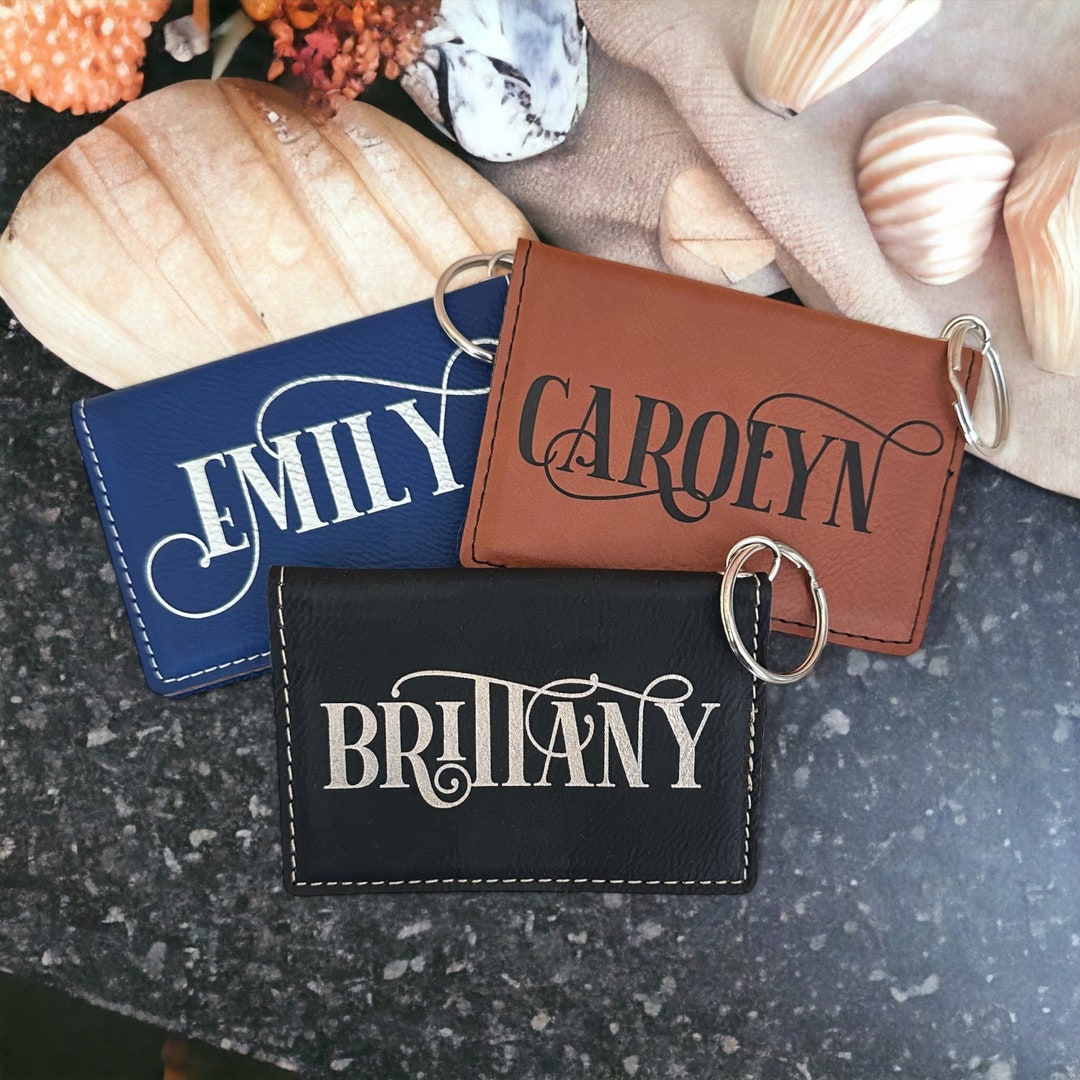 Personalized Keychain Wallet With Name, 21 Font Choices, Trendy ...