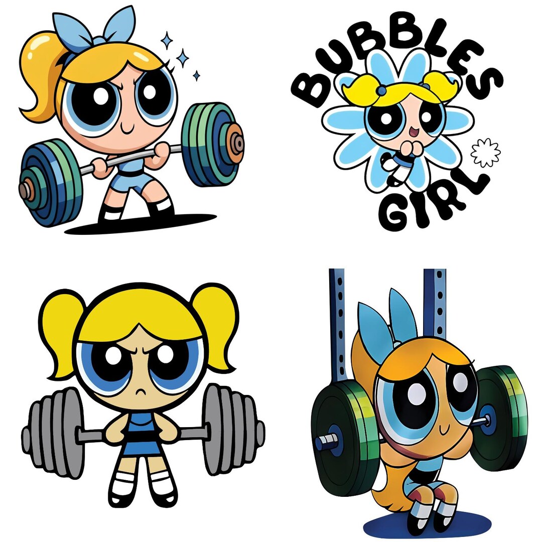 4 PNG Files Powerpuff Girls, Workout Trio Graphic of Blossom, Bubbles ...