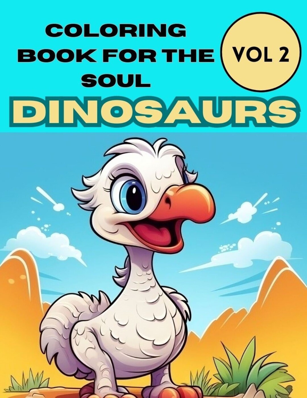 COLORING BOOK book, Dinosaurs, Vol 2, Greyscale, 25 Images, Instant ...