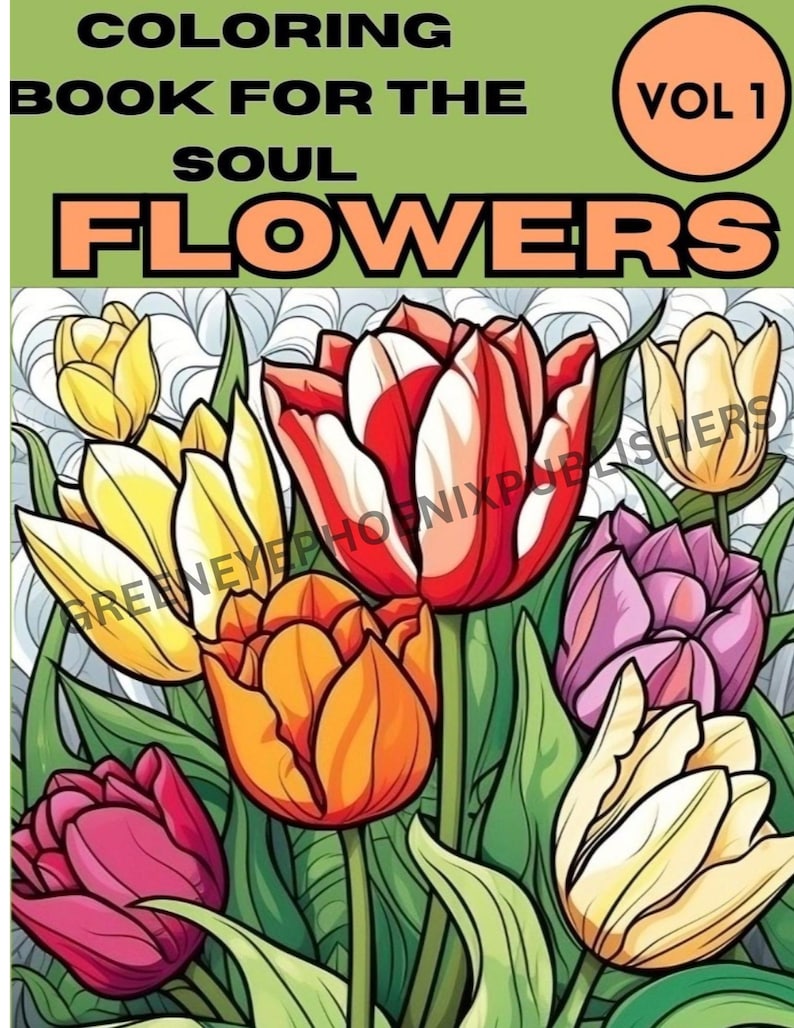 Flowers, Vol 1 , Coloring Book, Greyscale, 25 Images, Instant Download ...