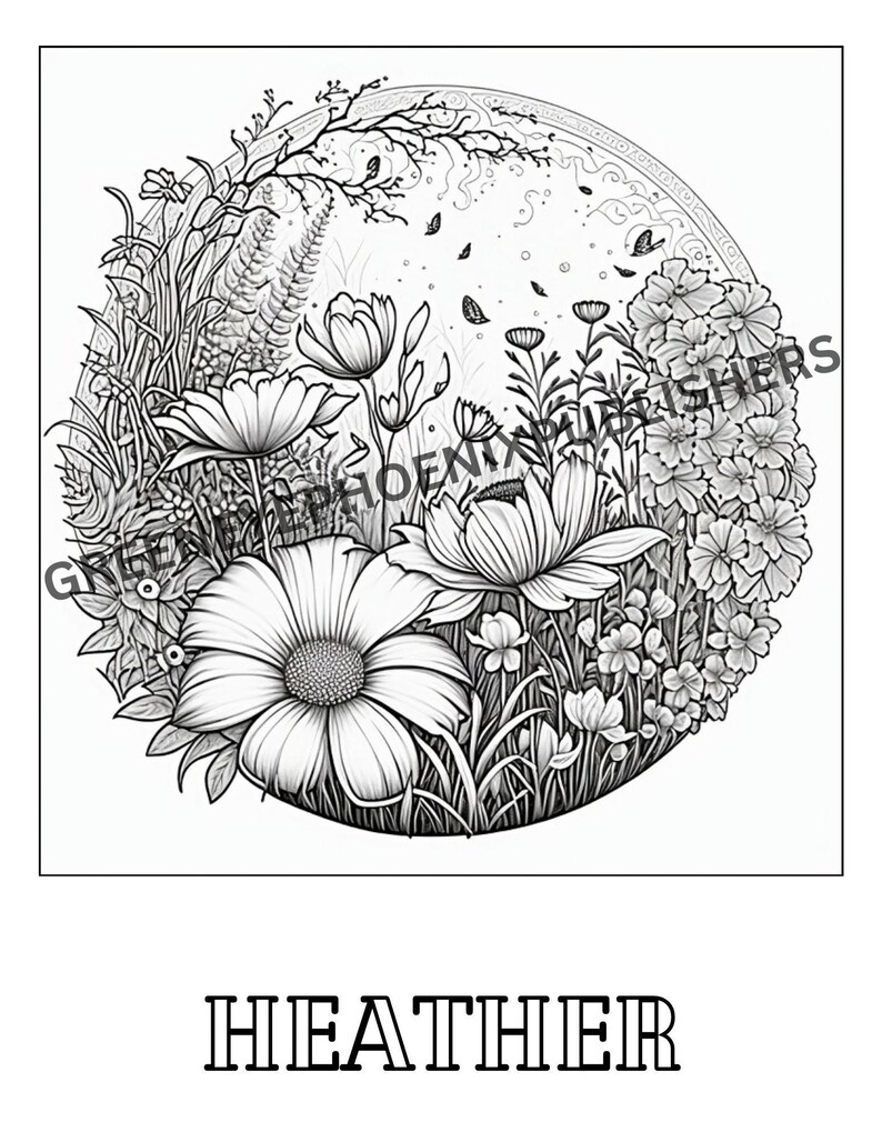 COLORING BOOK book, Flowers, Vol 2 , Greyscale, 25 Images, Instant ...