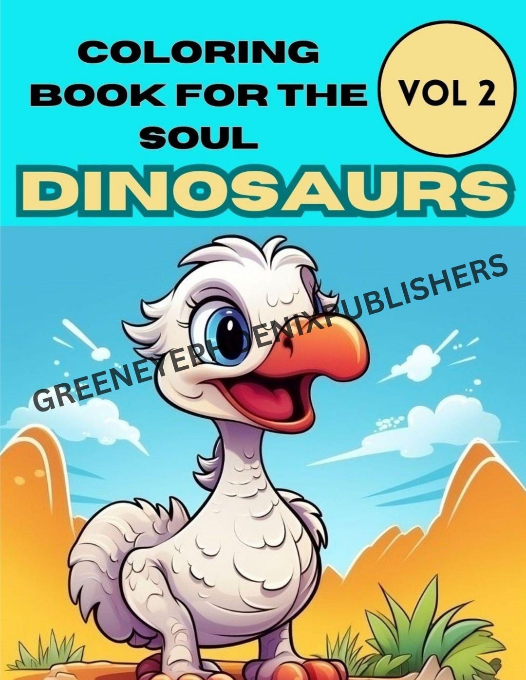 Dinosaurs, Vol 2, Coloring Book, Greyscale, 25 Images, Instant Download ...