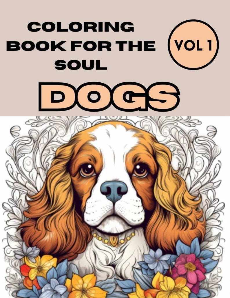 COLORING BOOK book, Dogs, Vol 1, Greyscale, 25 Images, Instant Download ...
