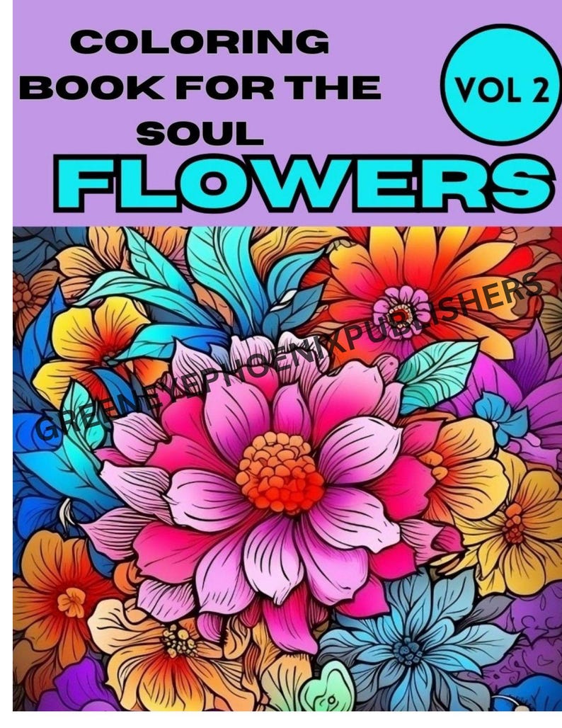 COLORING BOOK book, Flowers, Vol 2 , Greyscale, 25 Images, Instant ...