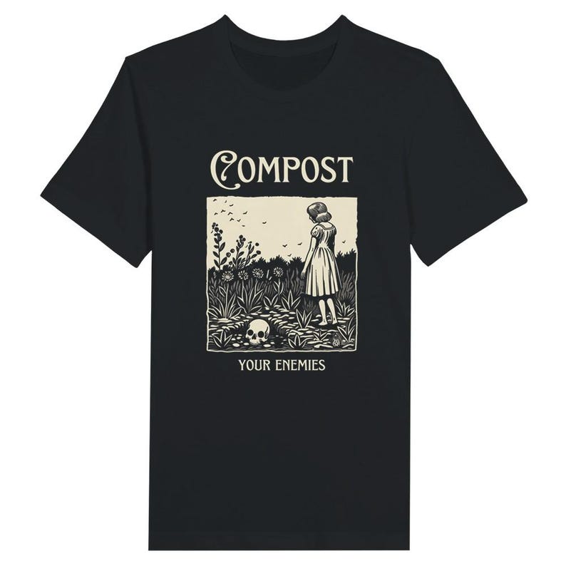 Compost Your Enemies Tshirt, Funny Dark Skull Shirt, Retro Graphic Tee ...